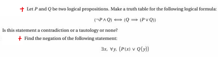 Solved + Let P and Q be two logical propositions. Make a | Chegg.com