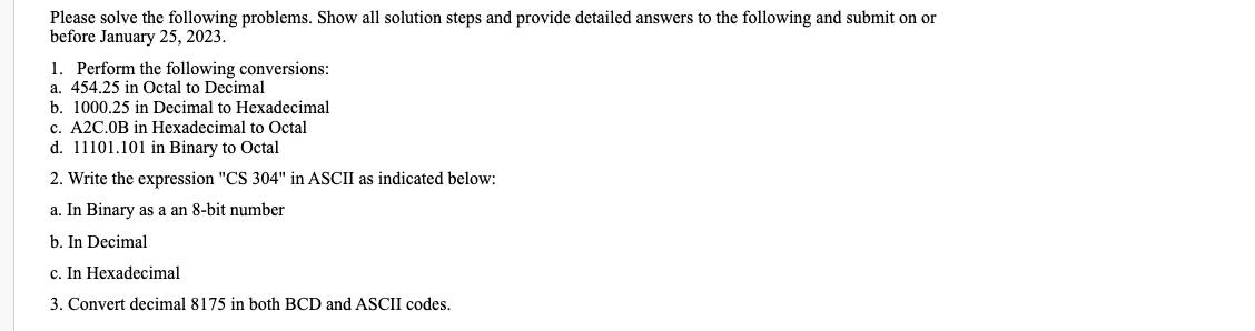 Solved Please solve the following problems. Show all | Chegg.com