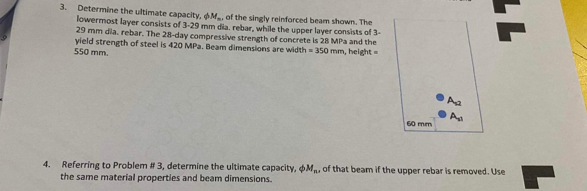 Solved 3. Determine the ultimate capacity, ϕMn, of the | Chegg.com