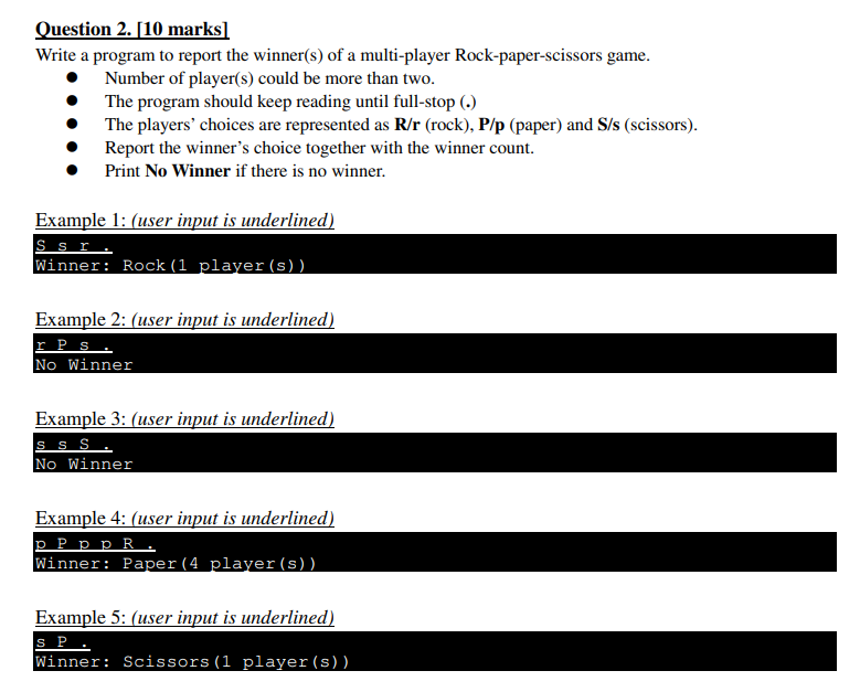 Solved Question 2. [10 marks] Write a program to report the | Chegg.com