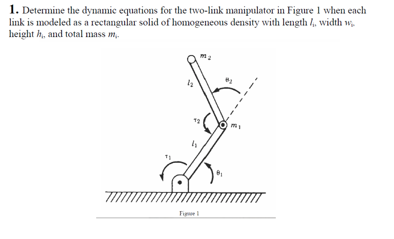 Solved 1. Determine the dynamic equations for the two-link | Chegg.com