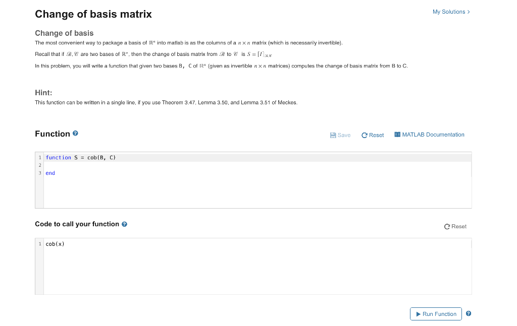 Solved Change of basis matrix Change of basis The most | Chegg.com