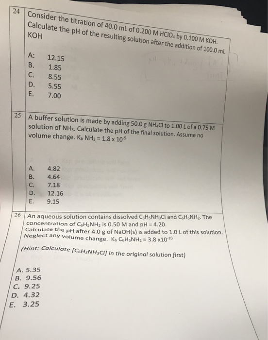 Solved Consider the titration of 40.0 mL of 0.200 M HClO_4 | Chegg.com