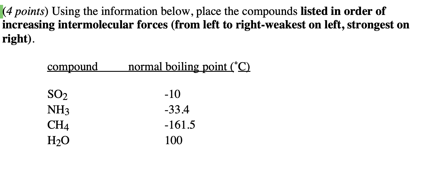 Solved (4 points) Using the information below, place the | Chegg.com