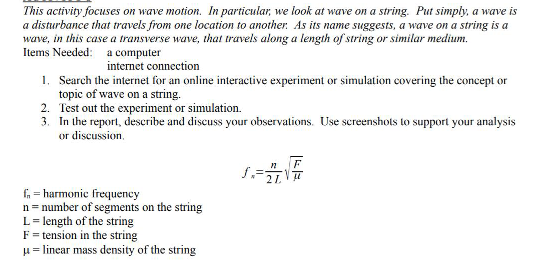 Solved This activity focuses on wave motion. In particular, | Chegg.com