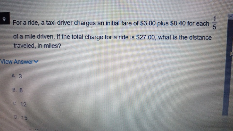 Solved 5 For a ride, a taxi driver charges an initial fare | Chegg.com