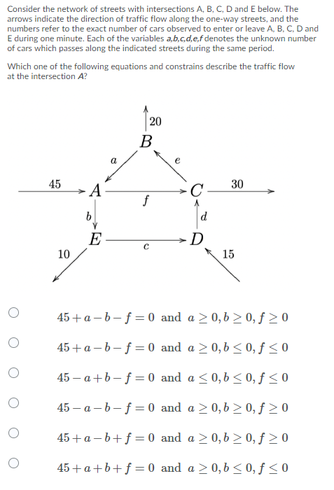 Solved Consider the network of streets with intersections A, | Chegg.com