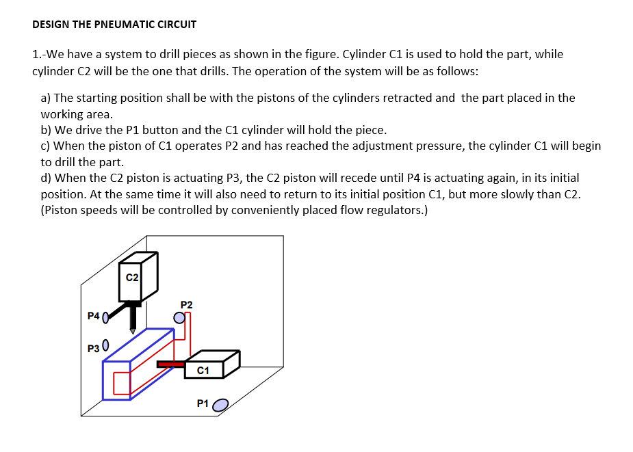 Solved DESIGN THE PNEUMATIC CIRCUIT 1.-We have a system to | Chegg.com