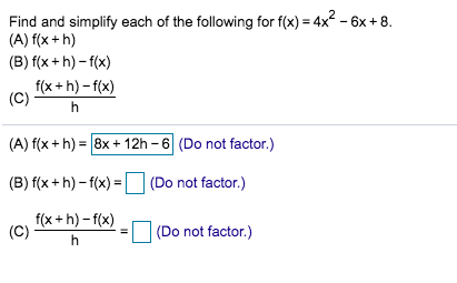 Solved Find and simplify each of the following for f(x) = | Chegg.com