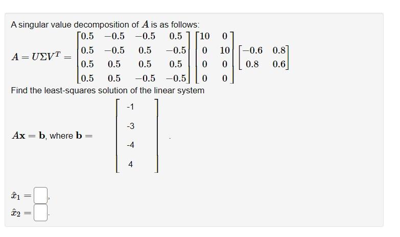 Solved A singular value decomposition of A is as follows: | Chegg.com