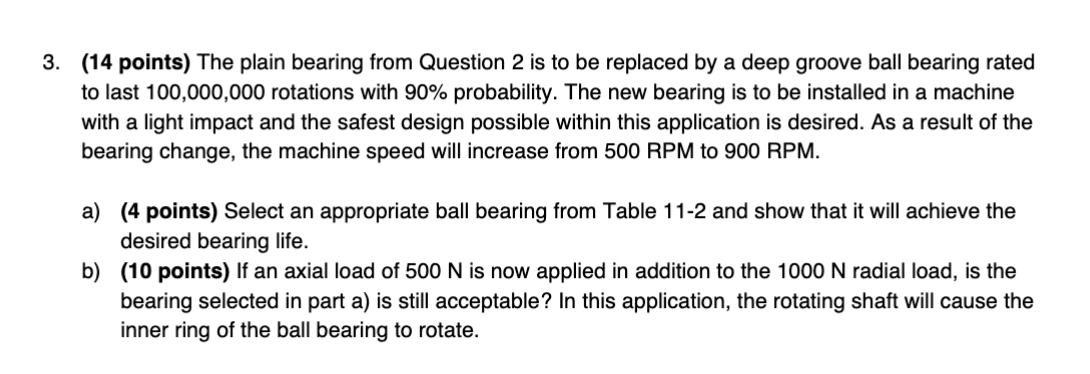 (14 points) The plain bearing from Question 2 is to | Chegg.com