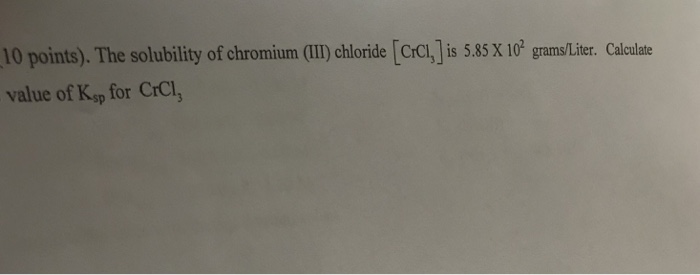 Solved 10 points). The solubility of chromium (II) chloride | Chegg.com