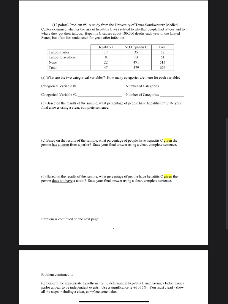 Solved (12 points) Problem is. A study from the University | Chegg.com
