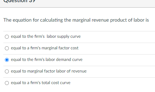 Solved The equation for calculating the marginal revenue | Chegg.com