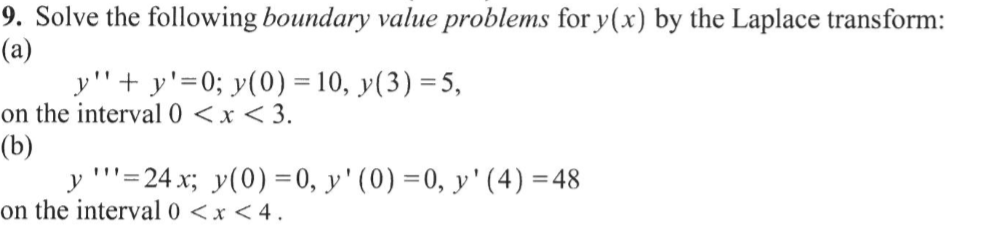 Solved Solve the following boundary value problems for y(x) | Chegg.com