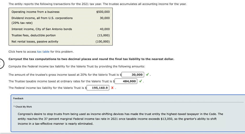 [Solved]: Click here to access tax table for this problem.