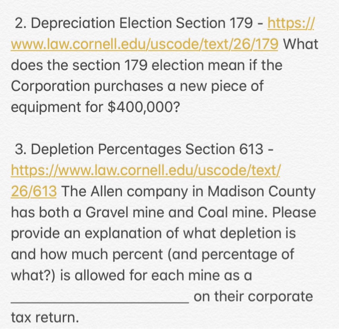 Solved 2. Depreciation Election Section 179 https:// | Chegg.com