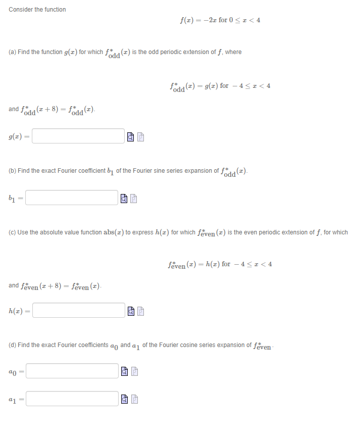 Solved Consider the function f(x) = -2x for 0