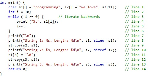 Solved int main() char s1] -"programming", s2[] - "we love", | Chegg.com