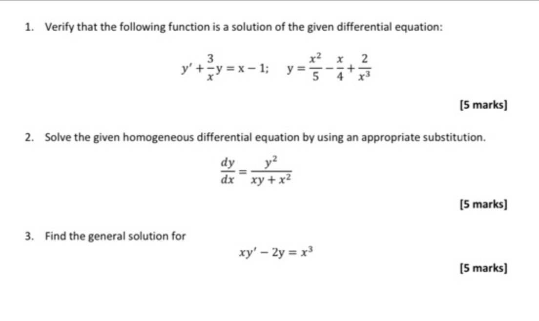 Solved 1. Verify that the following function is a solution | Chegg.com