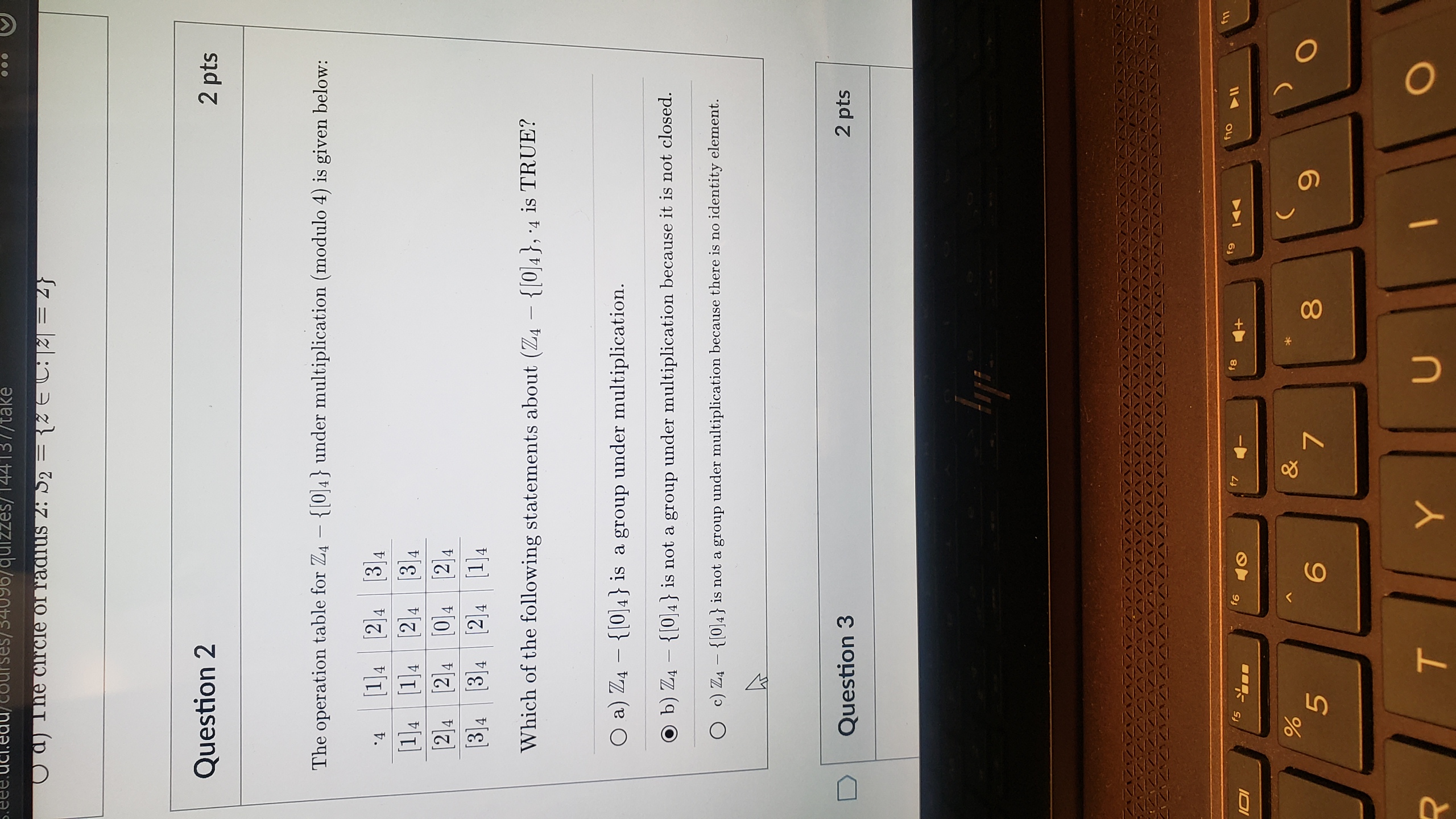 Solved The operation table for under multiplication (modulo | Chegg.com
