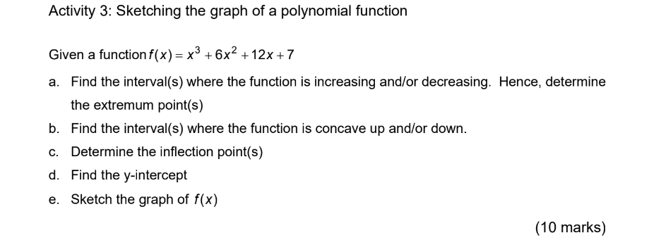 Solved Activity 3 : Sketching the graph of a polynomial | Chegg.com