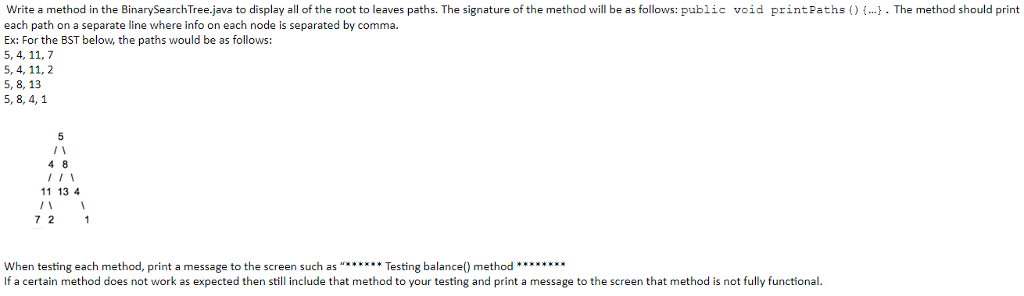 Solved Write a method in the BinarySearchTree java to | Chegg.com Solved Write a method in the BinarySearchTree java to | Chegg.com