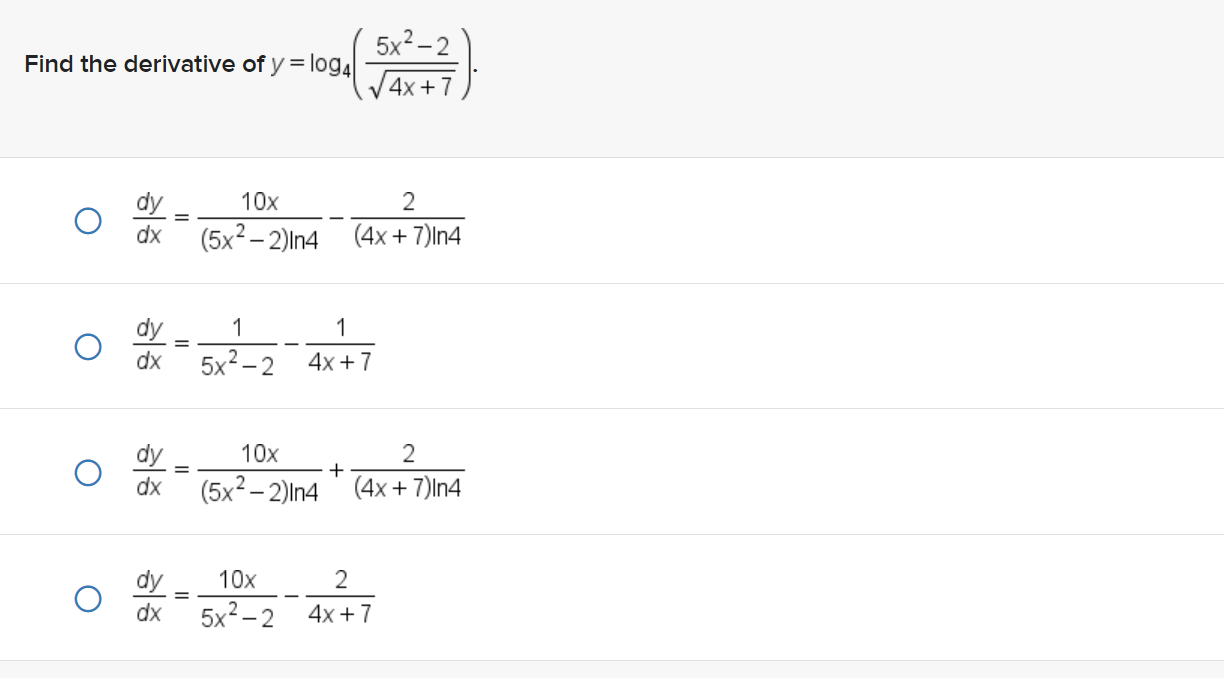 Solved Find the derivative of | Chegg.com