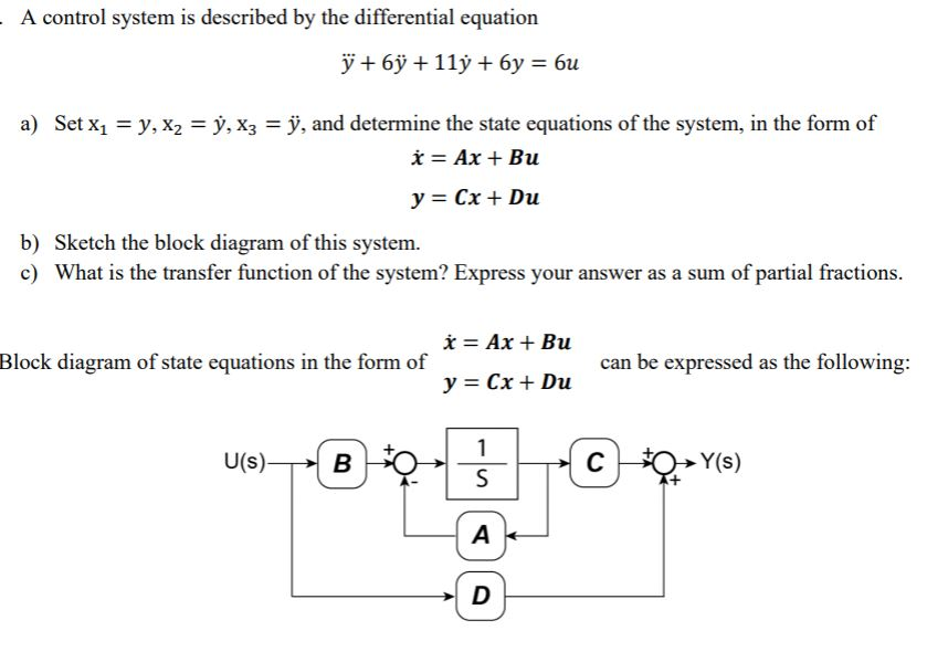 Solved A control system is described by the differential | Chegg.com