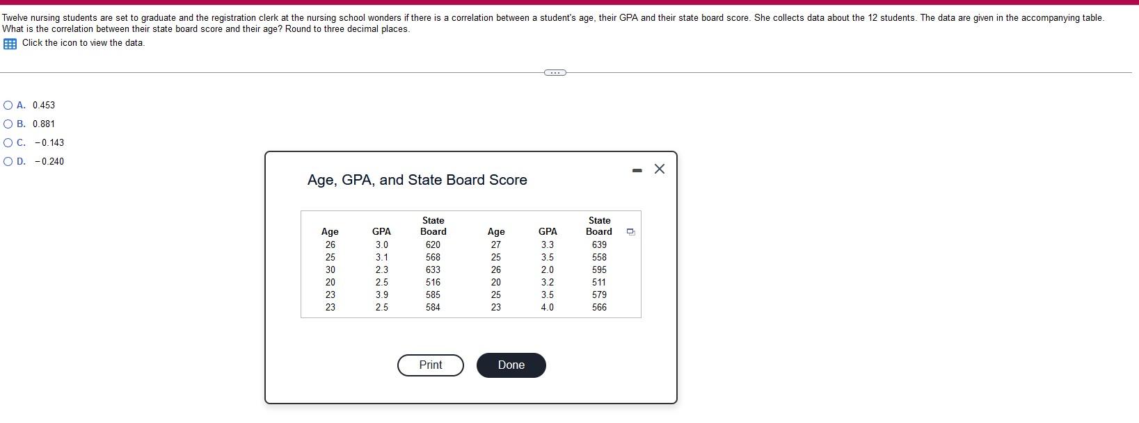Solved What is the correlation between their state board | Chegg.com