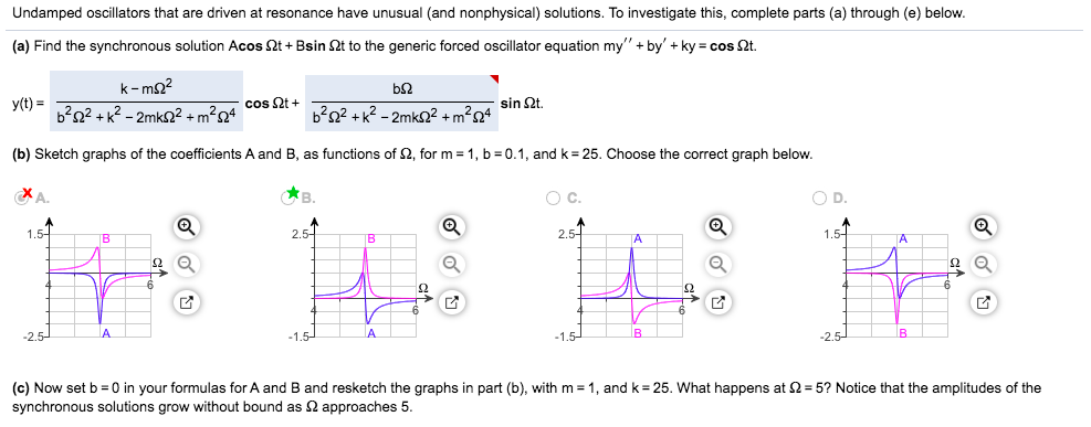 Undamped oscillators that are driven at resonance | Chegg.com