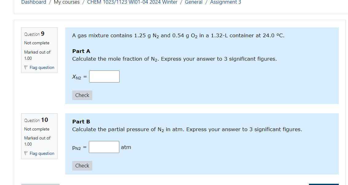 Solved A gas mixture contains 1.25gN2 ﻿and 0.54gO2 ﻿in a | Chegg.com