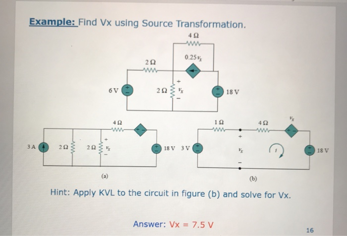 Solved Example Find Vx Using Source Transformation 4Ω 025 