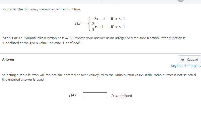Solved Consider the following piecewise-defined function. | Chegg.com