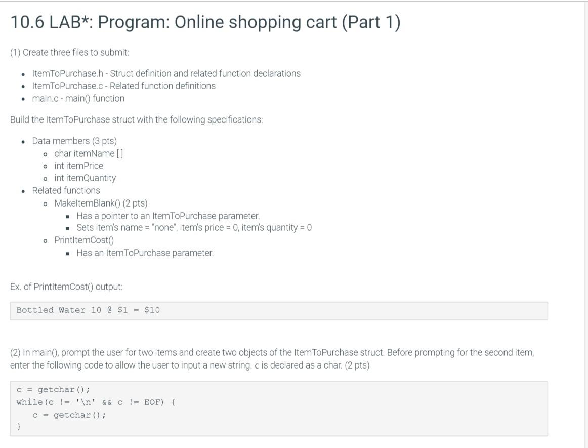 Solved 10.6 LAB*: Program: Online shopping cart (Part 1) (1) | Chegg.com