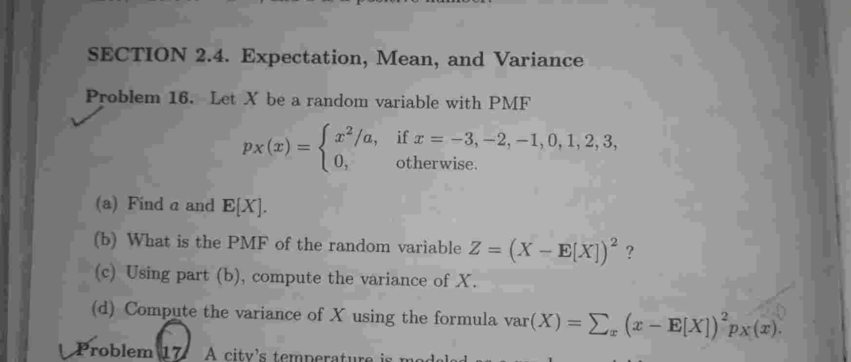 Solved SECTION 2.4. ﻿Expectation, Mean, and VarianceProblem | Chegg.com