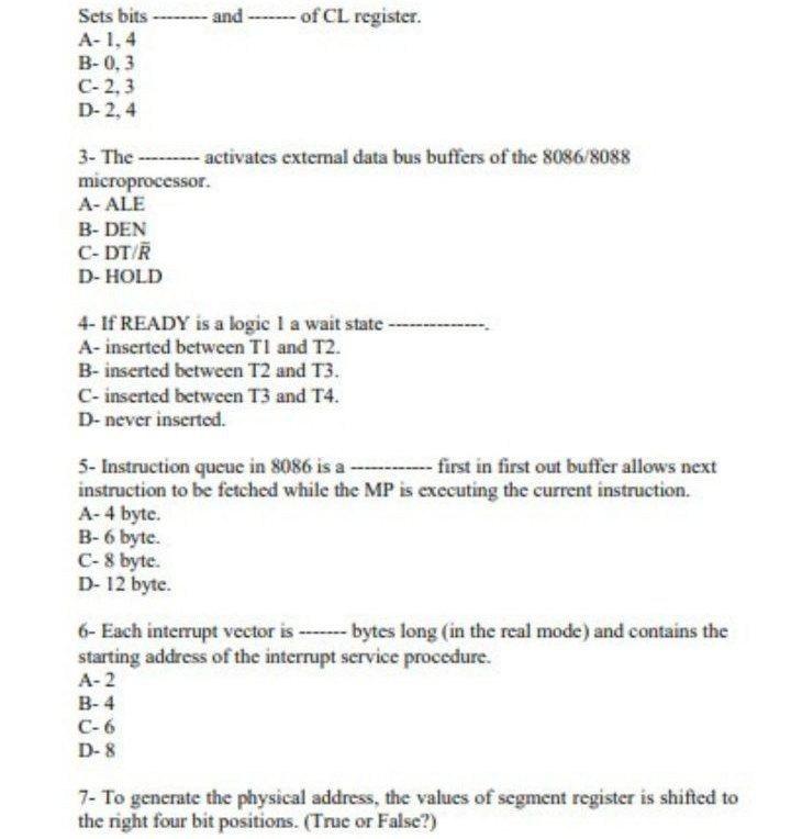 Solved Sets bits -------- and ------ of CL register. A-1,4 | Chegg.com