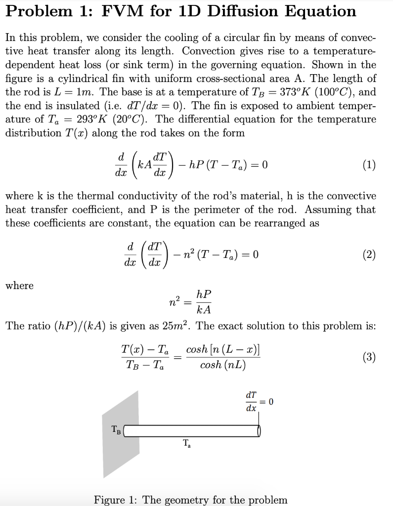 Problem 1: FVM for 1D Diffusion Equation In this | Chegg.com