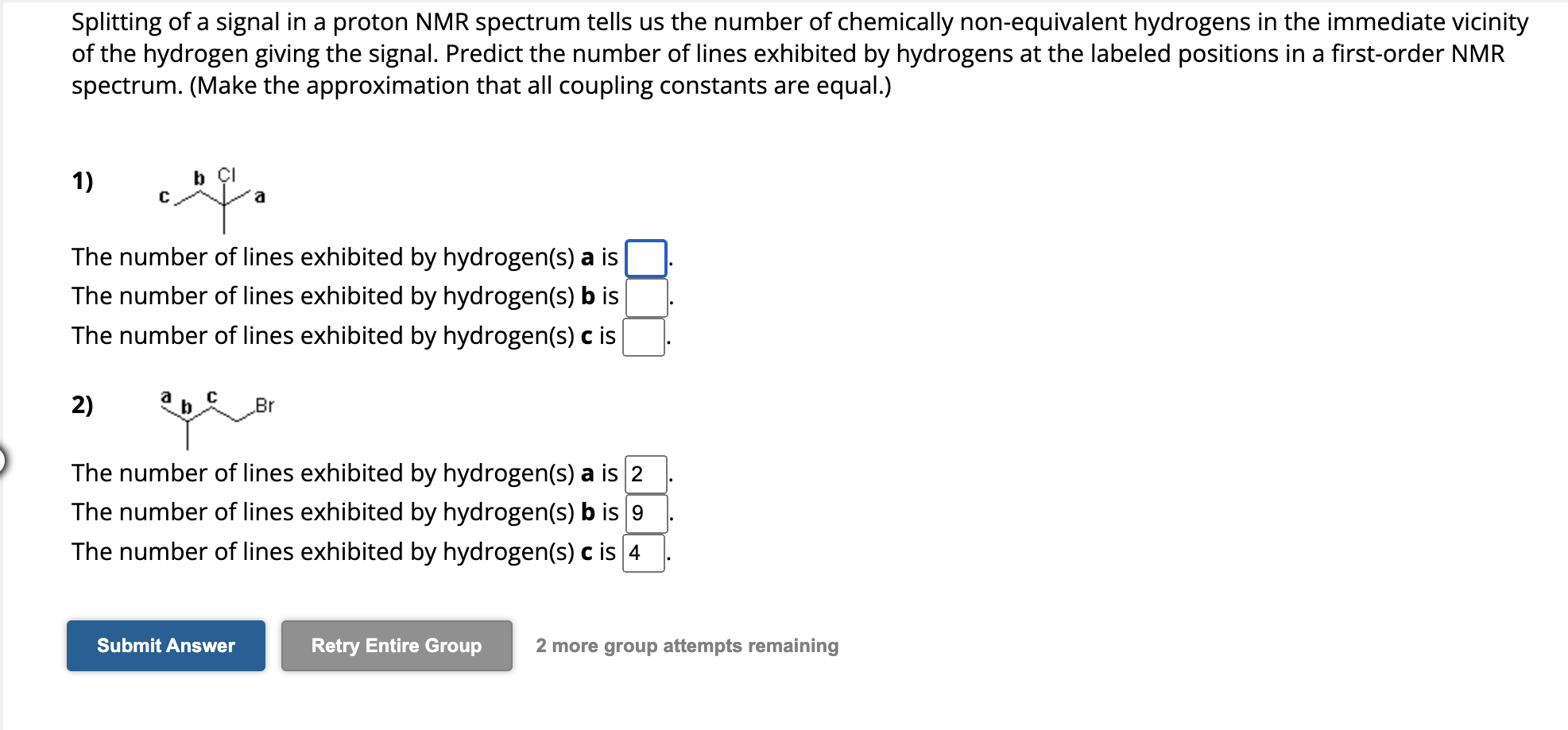 Solved Splitting of a signal in a proton NMR spectrum tells | Chegg.com