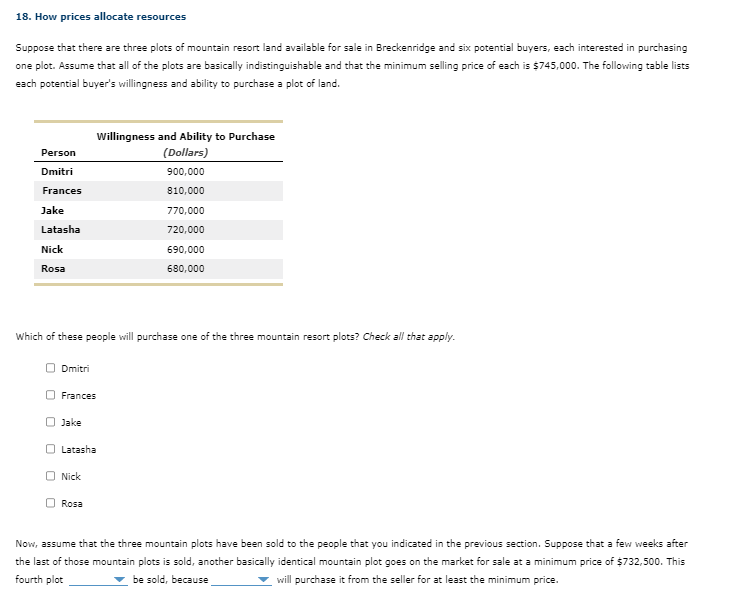 Solved 18. How prices allocate resources Suppose that there | Chegg.com