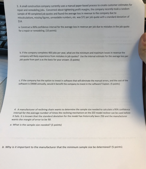Solved 3. A small construction company currently uses a | Chegg.com