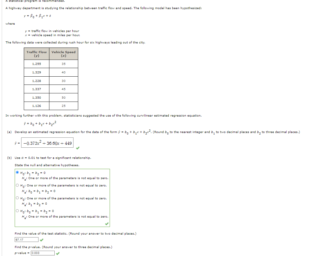Solved A statistical program is recommended. A highway | Chegg.com