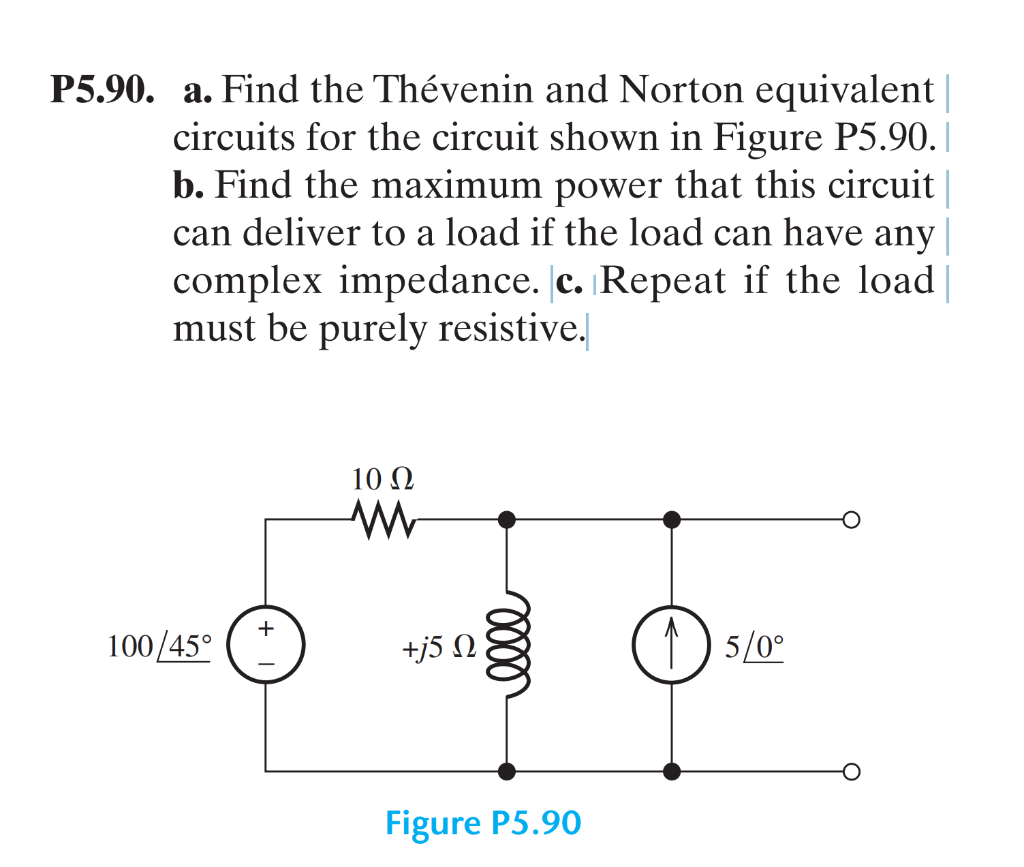 Solved 5.90. a. Find the Thévenin and Norton equivalent | Chegg.com
