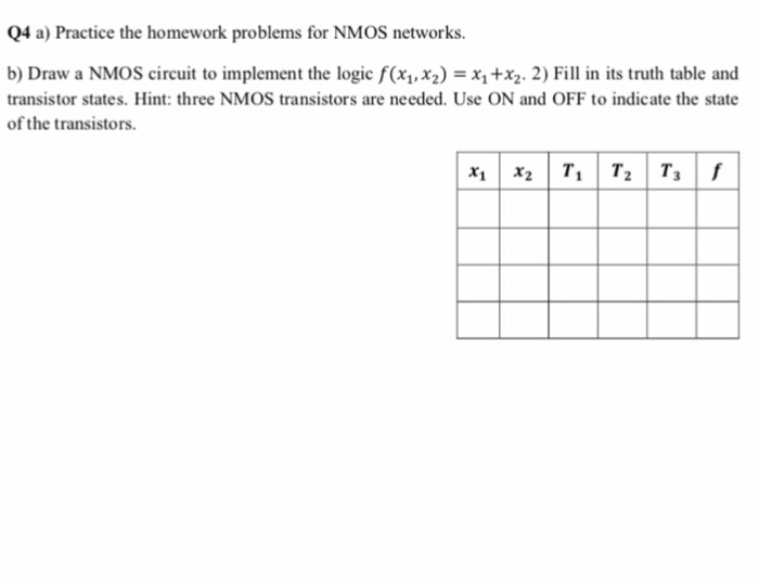 Solved Q4 a) Practice the homework problems for NMOS | Chegg.com
