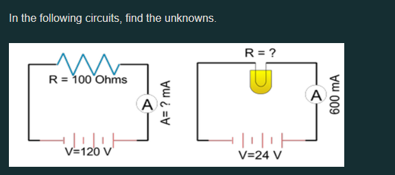 Solved In the following circuits, find the unknowns. | Chegg.com