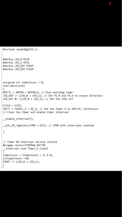 Part 2: Variable Blinking LEDs Using Interrupts | Chegg.com