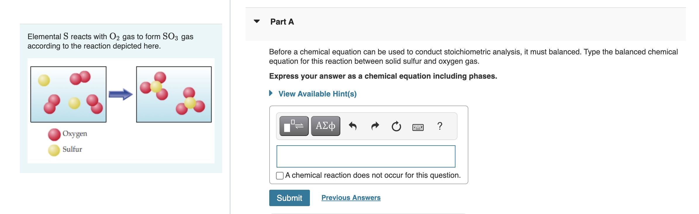 Solved Elemental S reacts with O2 gas to form SO3 gas | Chegg.com