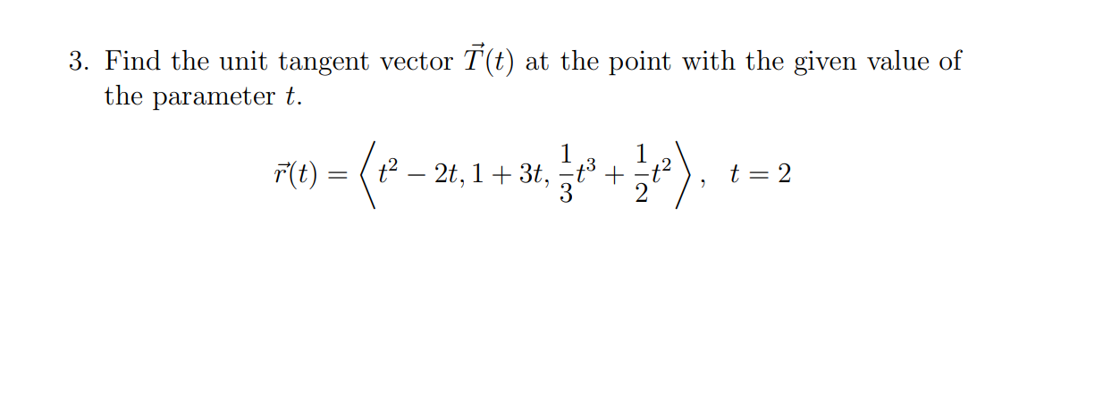 Solved Find the unit tangent vector T(t) at the point with | Chegg.com