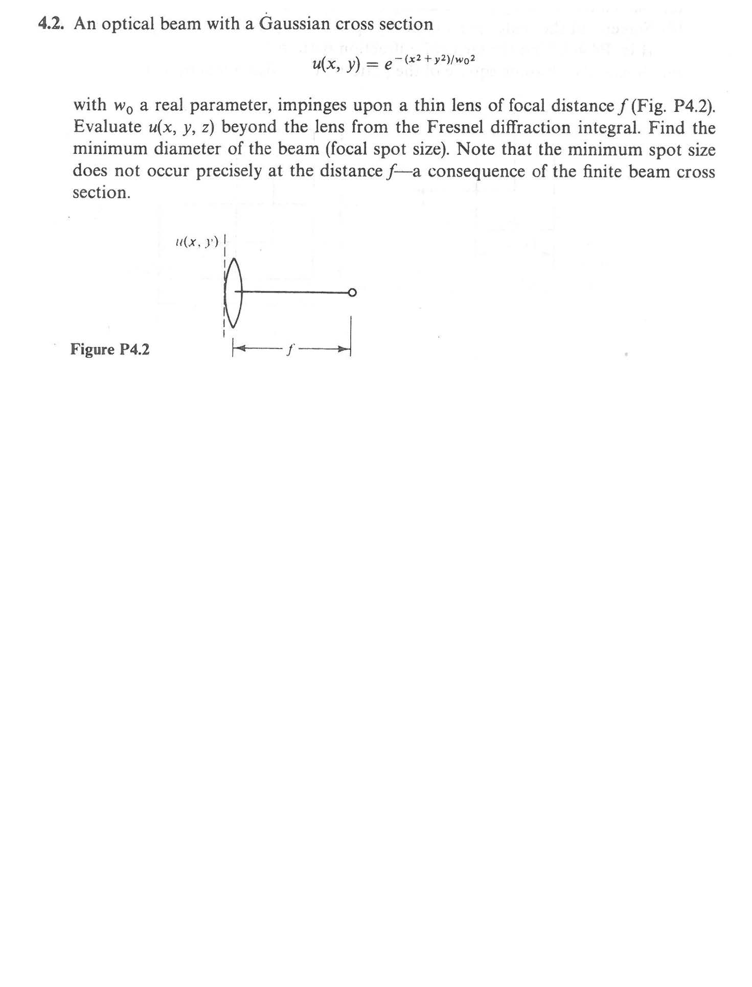 Solved 4 2 An Optical Beam With A Gaussian Cross Section