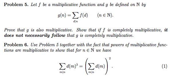 Solved Problem 5. Let f be a multiplicative function and g | Chegg.com